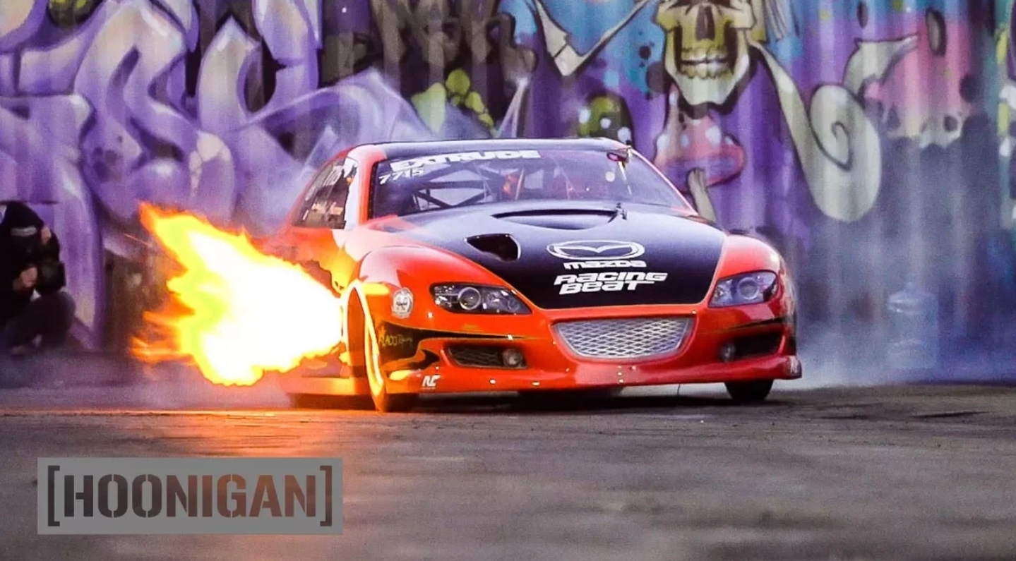 Menacing Mazda RX8 Drag Car Breathes Fire //DT244 - Turbo and Stance