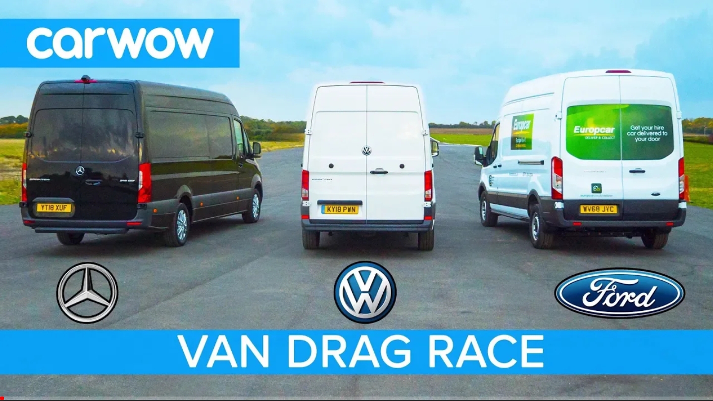 Mercedes Sprinter vs Ford Transit vs VW Crafter - VAN DRAG RACE ...