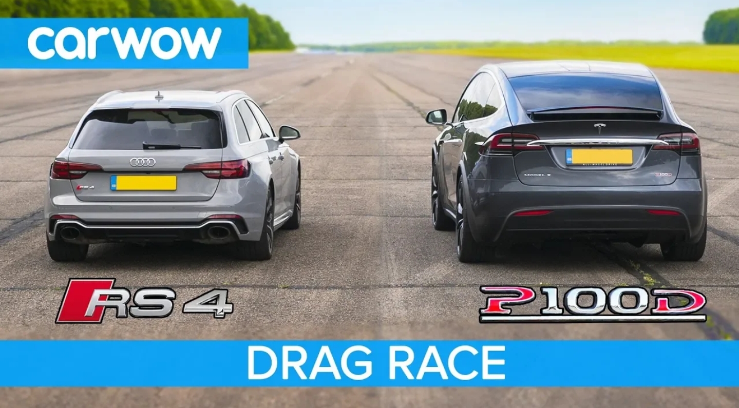 Audi RS4 vs Tesla Model X P100D - DRAG RACE, ROLLING RACE & BRAKE TEST ...
