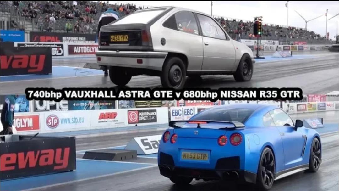 740HP Rusty Bullet Kadett GTE v 680HP Nissan R35 GTR - 1/4 Mile - Turbo ...