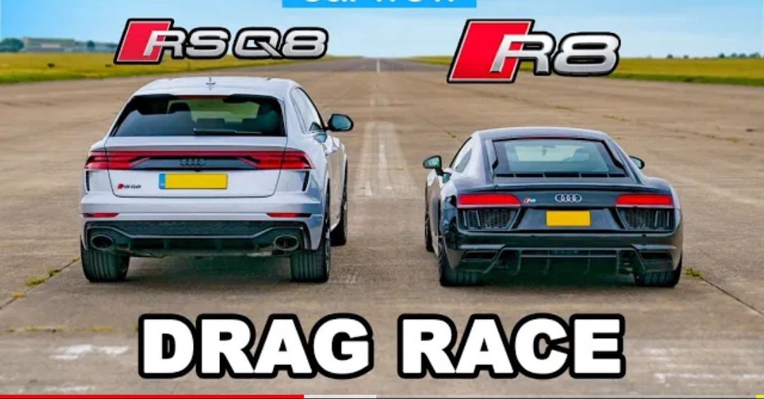 Audi R8 vs RSQ8: DRAG RACE! - Turbo and Stance