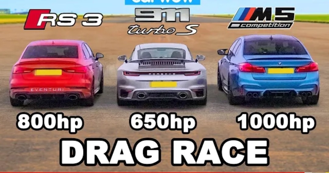 BMW M5 1000HP vs Audi RS3 800HP vs Porsche 911 Turbo S - DRAG RACE - Turbo and Stance