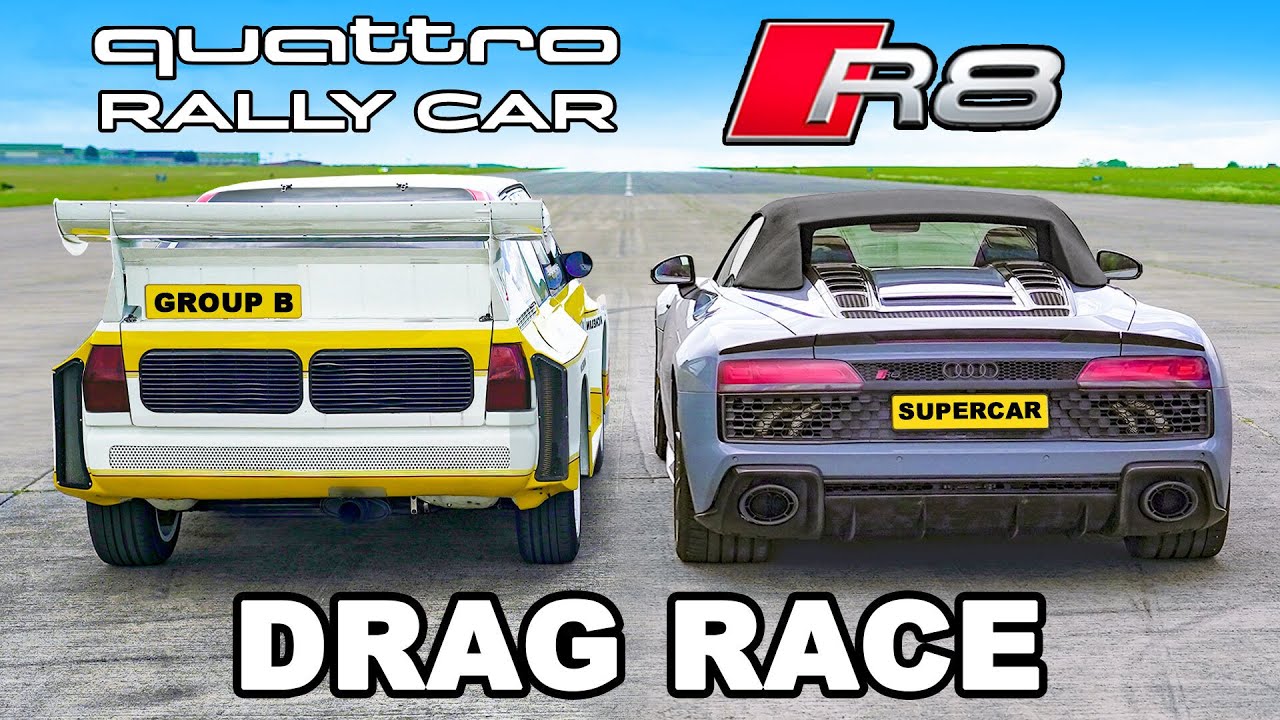 Audi R8 vs Quattro Rally Car: DRAG RACE - Turbo and Stance