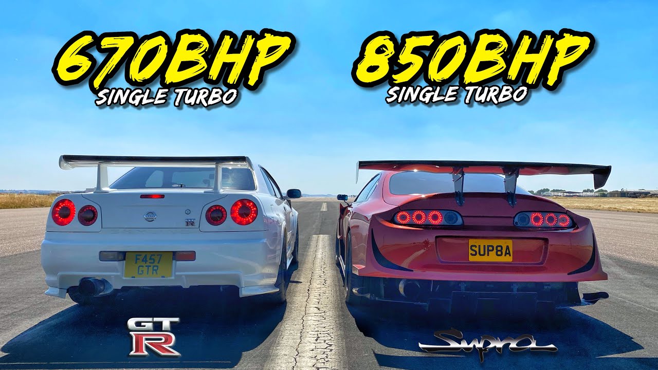 When Legends Race 850HP SUPRA vs 670HP R34 Skyline GT-R