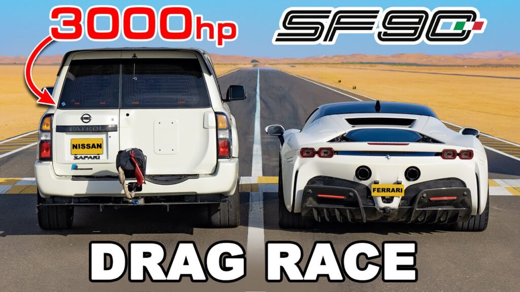 Nissan Patrol vs Ferrari SF90 - Turbo and Stance