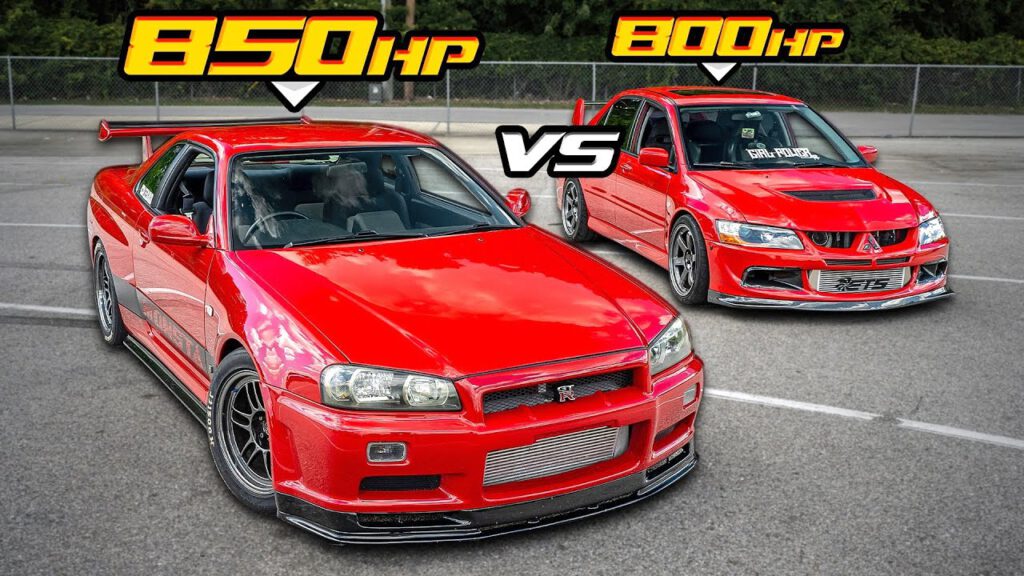 R34 Skyline GTR vs Lancer evolution - Turbo and Stance