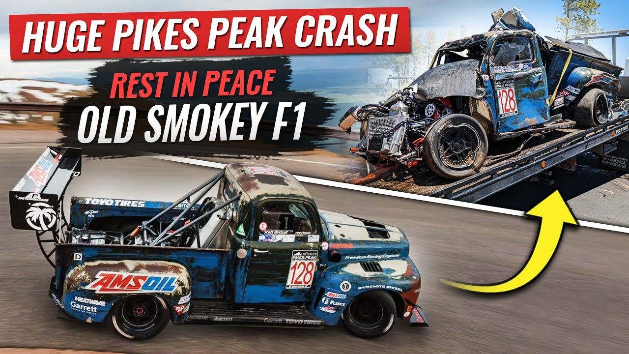 Huge Pikes Peak Crash with Old Smokey F1 Truck - Turbo and Stance