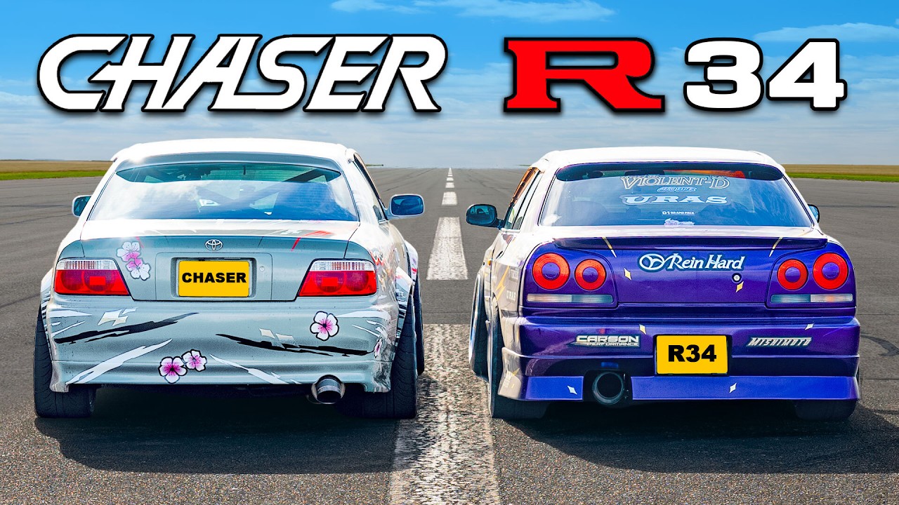 Nissan R34 vs Toyota JZX100: DRAG RACE - Turbo and Stance