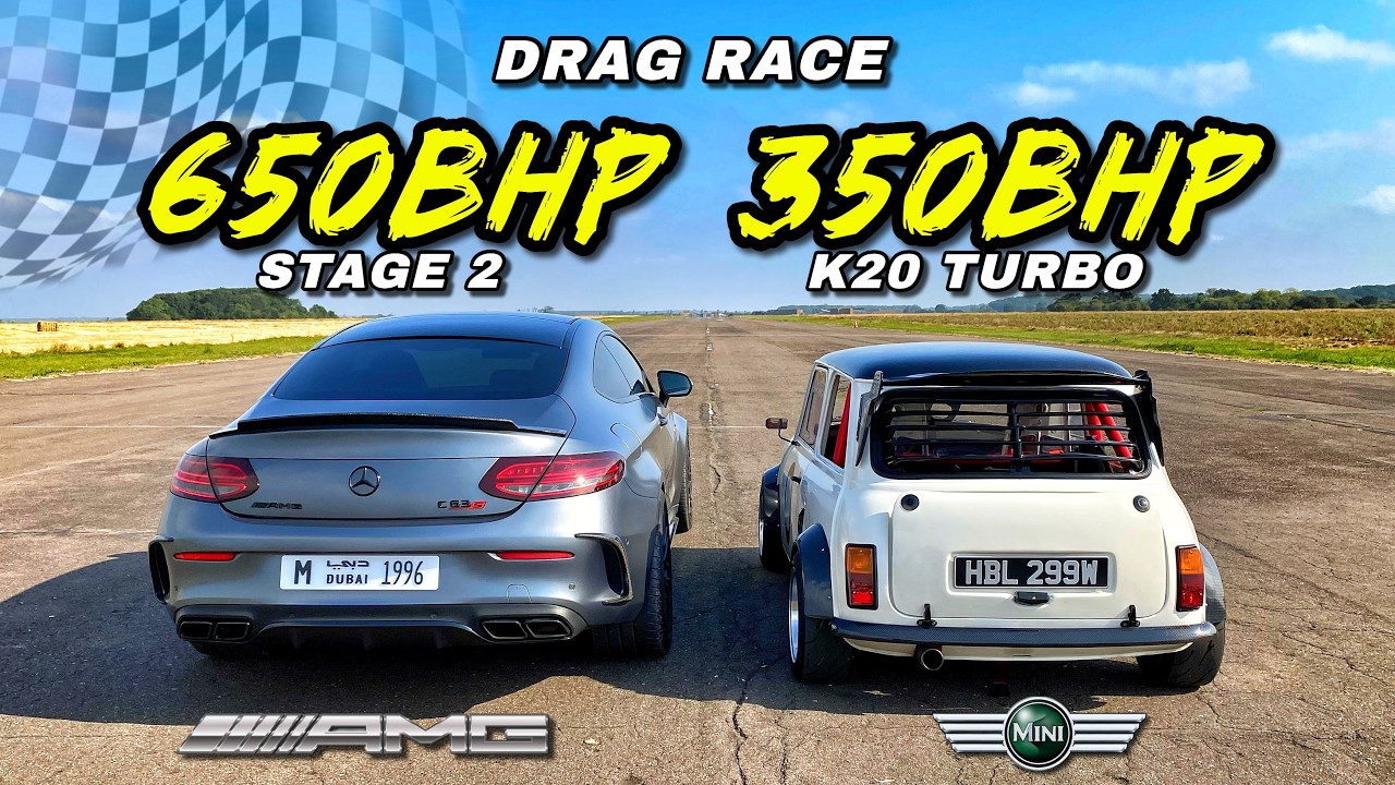 350BHP MINI FROM HELL vs 650BHP STAGE 2 C63S: DRAG RACE - Turbo and Stance