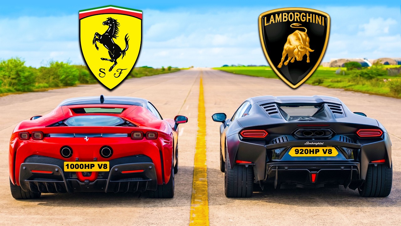 Ferrari SF90 vs Lamborghini Temerario: Ultimate Hybrid Supercar Drag Race!